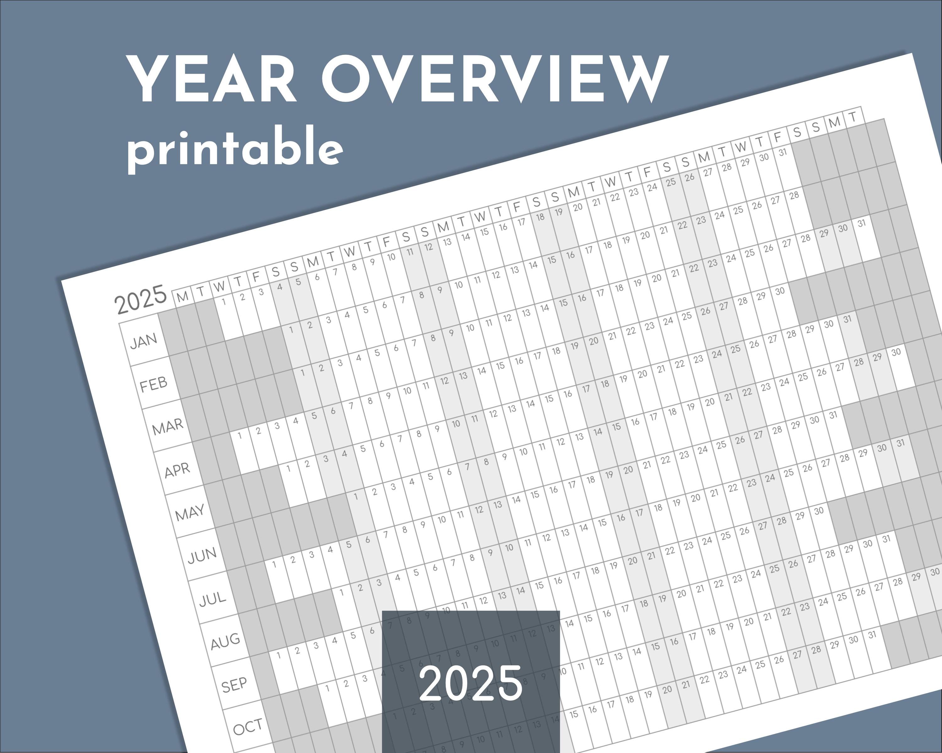 2025 Yearly Planner Printable: Year Overview Tracker (A4, Letter) - Etsy