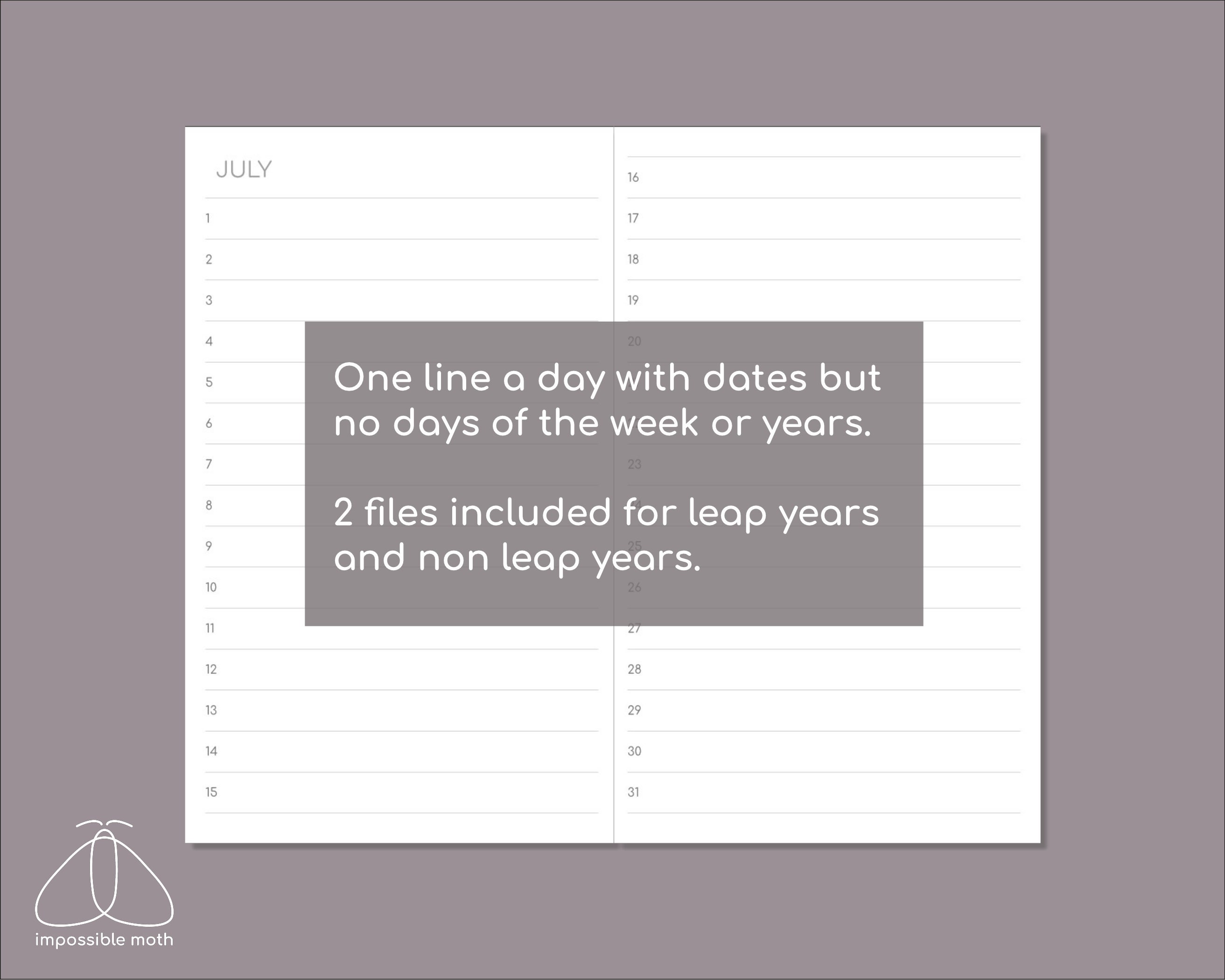 One Line A Day Printable Wide / Cahier Insert for TN, Daily Gratitude ...