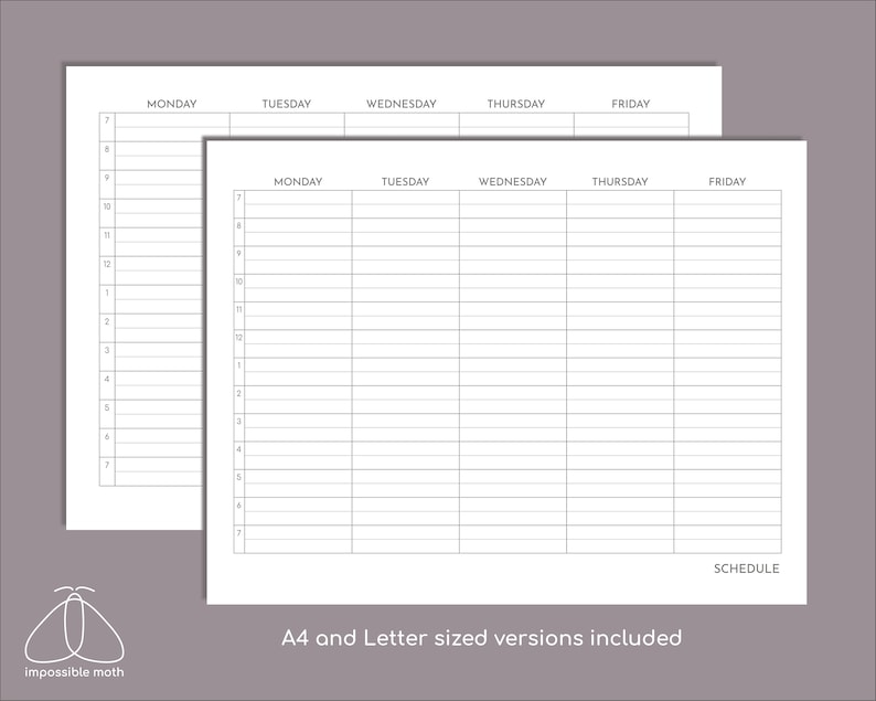 30 Minute Weekly Timetable Schedule, Undated Planner Printable Pdf, A4 ...