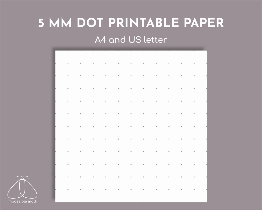 5mm Dot Rule Printable Paper With Grey Dots, A4 and US Letter Versions ...
