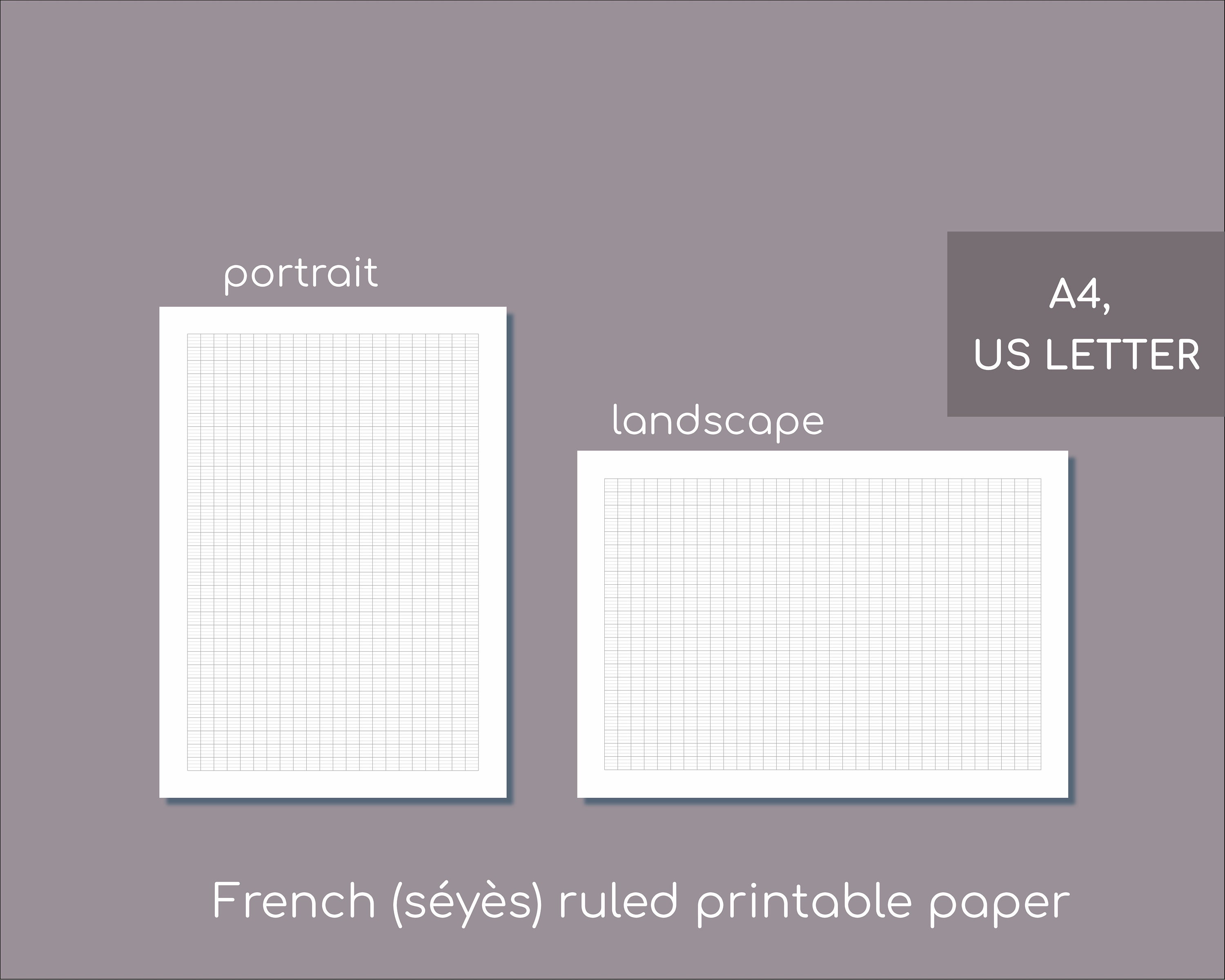 French Ruled Printable Paper Seyes Ruled A4 and US Letter - Etsy
