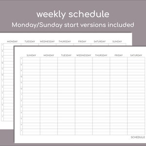 minimalistic timetable, weekly schedule planner pdf, procreate ...