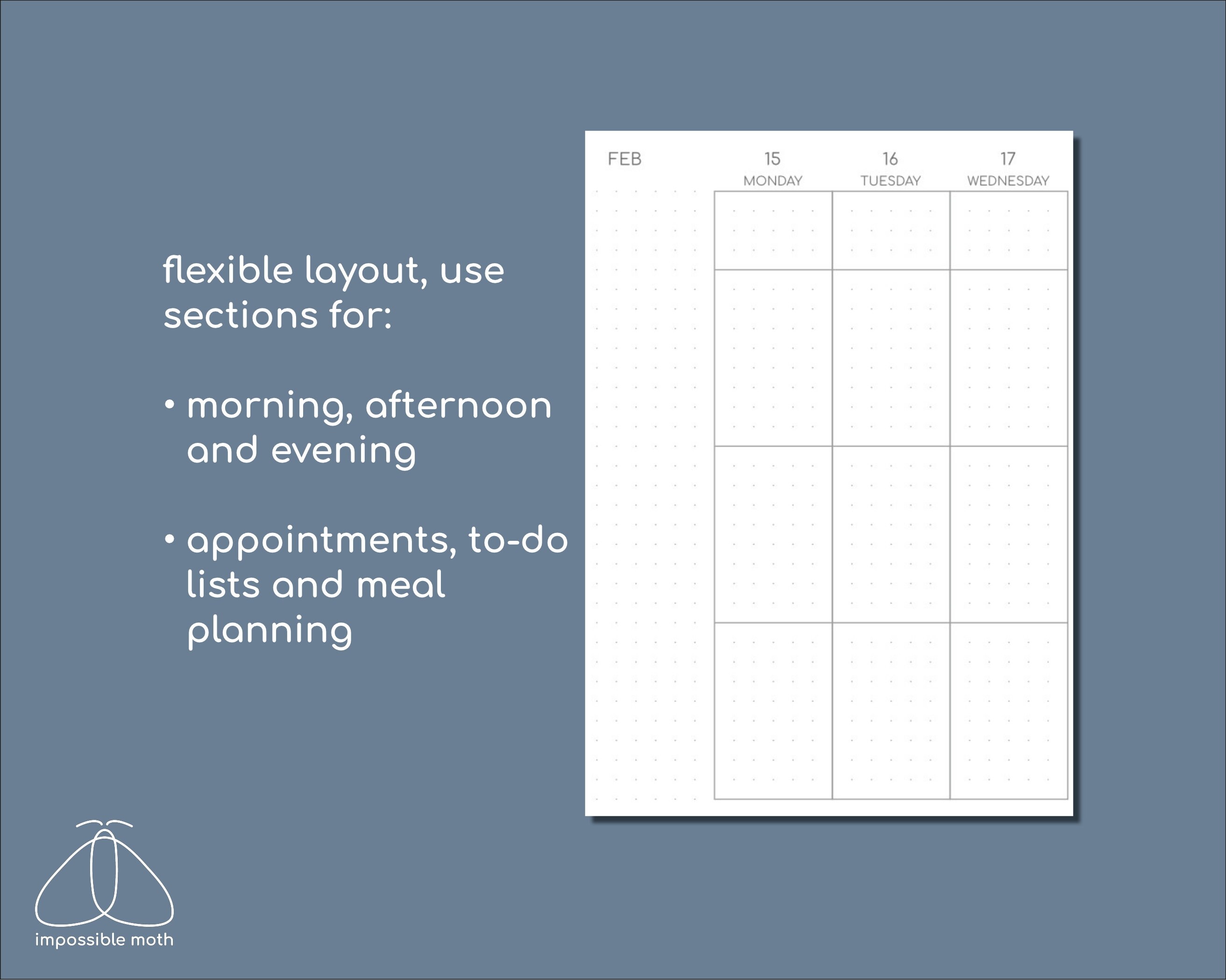 B6 Vertical Weekly Diary 2024, Printable Travelers Inserts, 5mm Dot ...