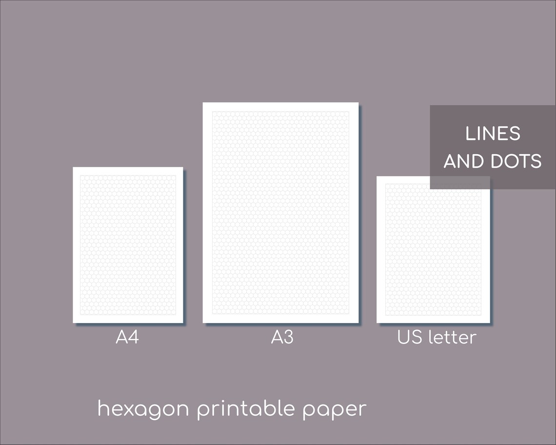 Hexagon Dot Grid and Line Printable Paper Art/organic - Etsy