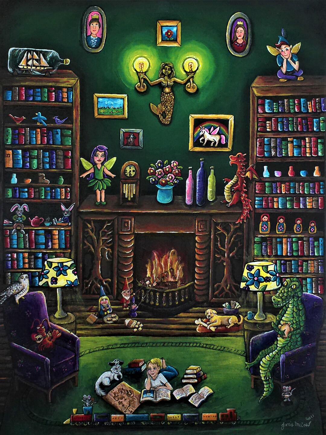 Imagination Library Giclee Art Print, Storybook Art, Dreamscape, Home ...