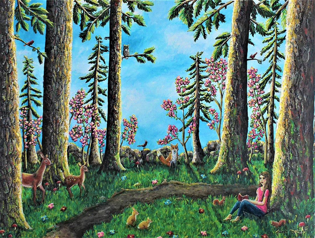 Reading to the Animals Gilcee Art Print, Storybook Art, Dreamscape ...