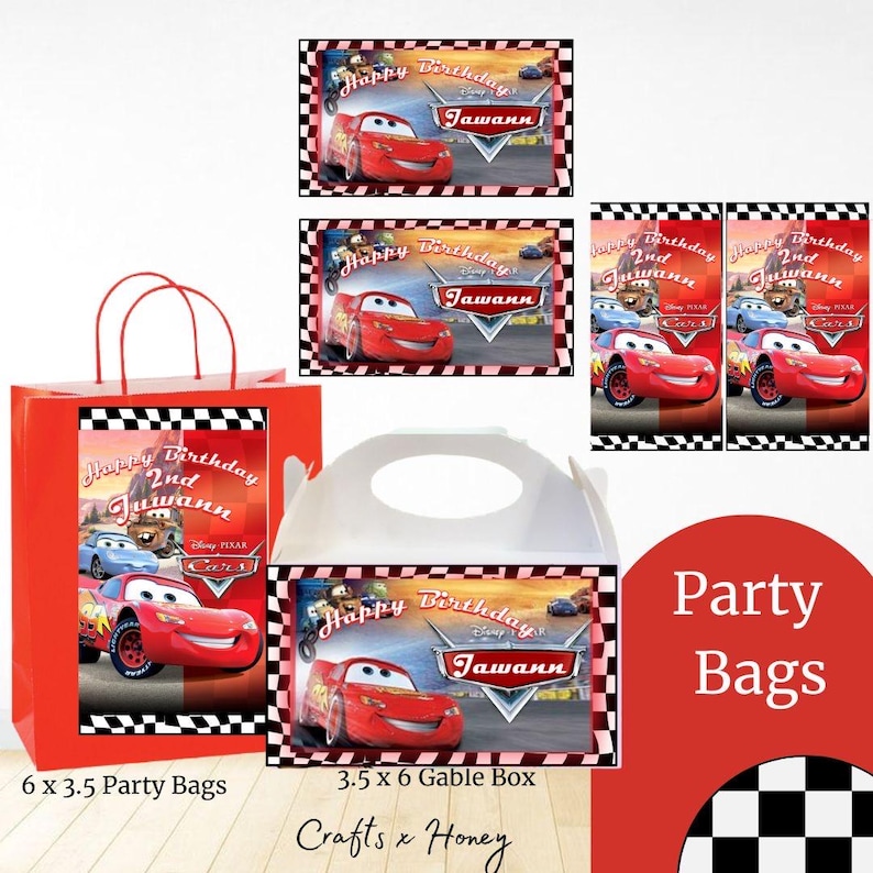 Disney Cars - Personalized Party Labels - Kids Birthday- GIRL/BOY ...