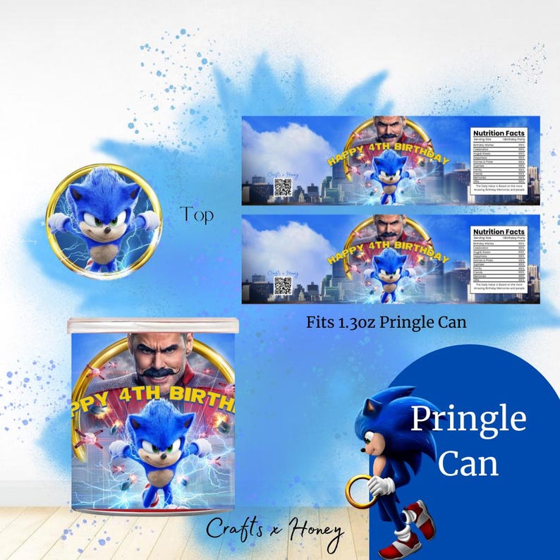 Sonic the Hedgehog Party Labels Kids Birthday GIRL Birthday Party Favor ...