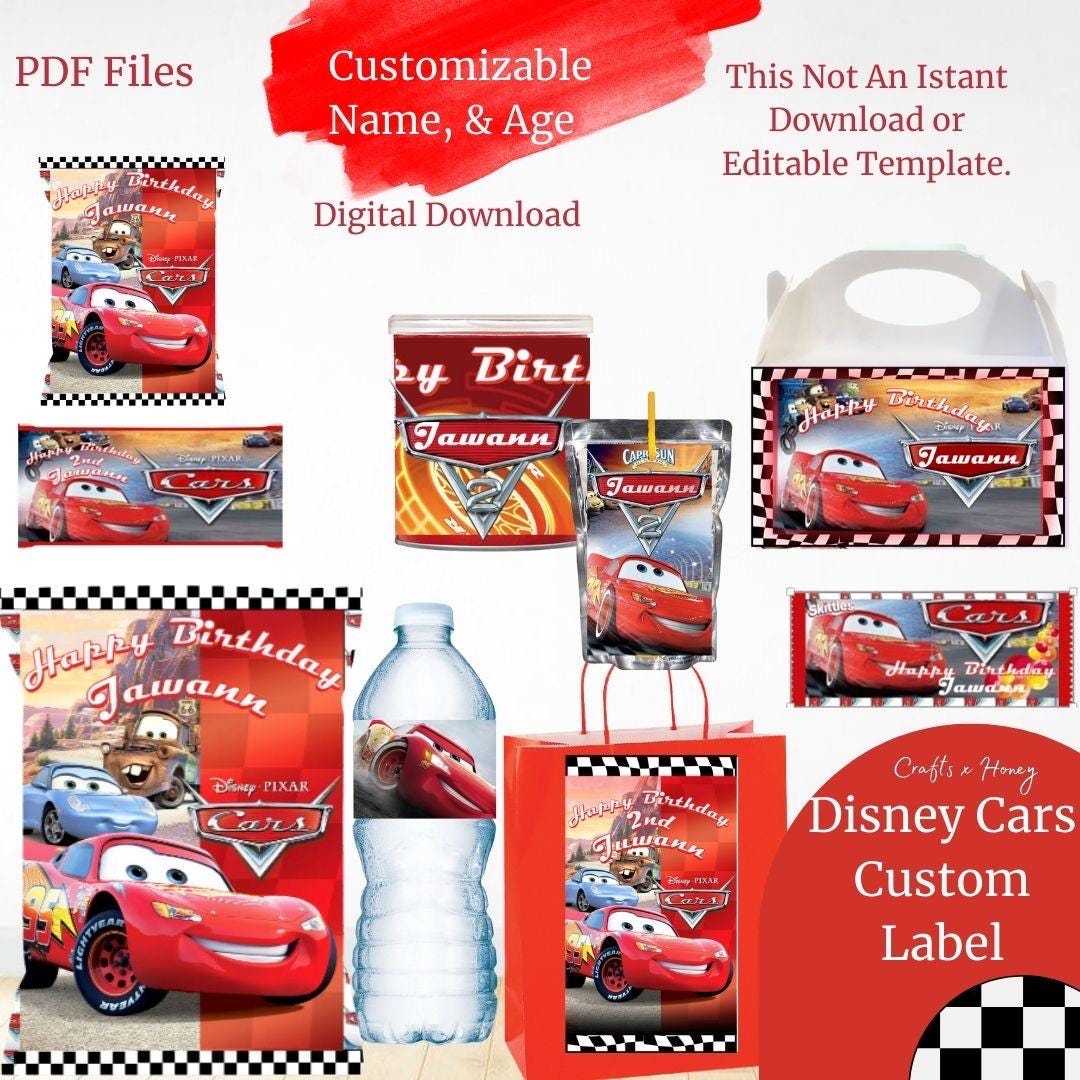 Disney Cars - Personalized Party Labels - Kids Birthday- GIRL/BOY ...