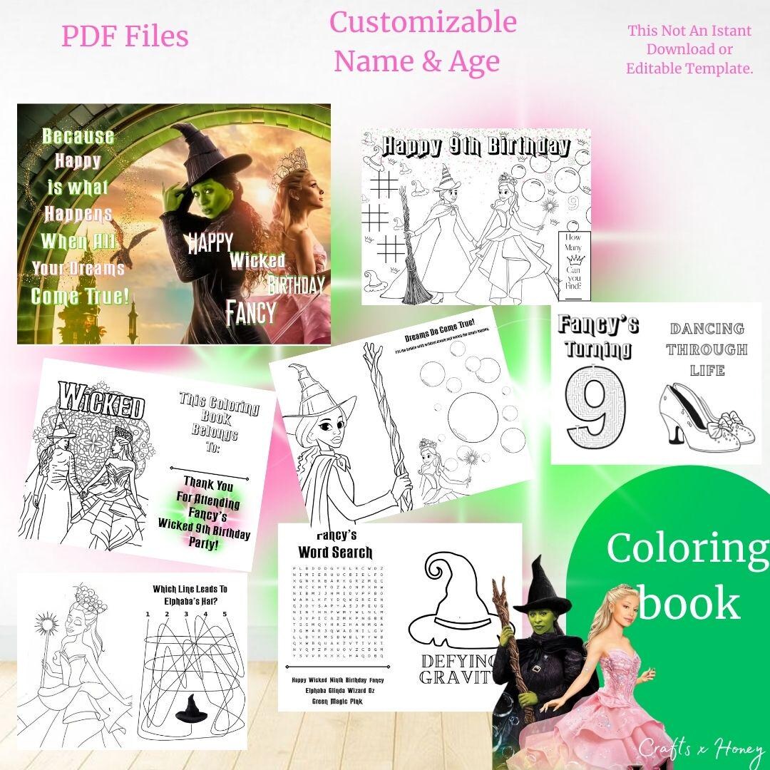 Wicked - Personalized Coloring Books - Kids Birthday- GIRL/BOY Birthday ...