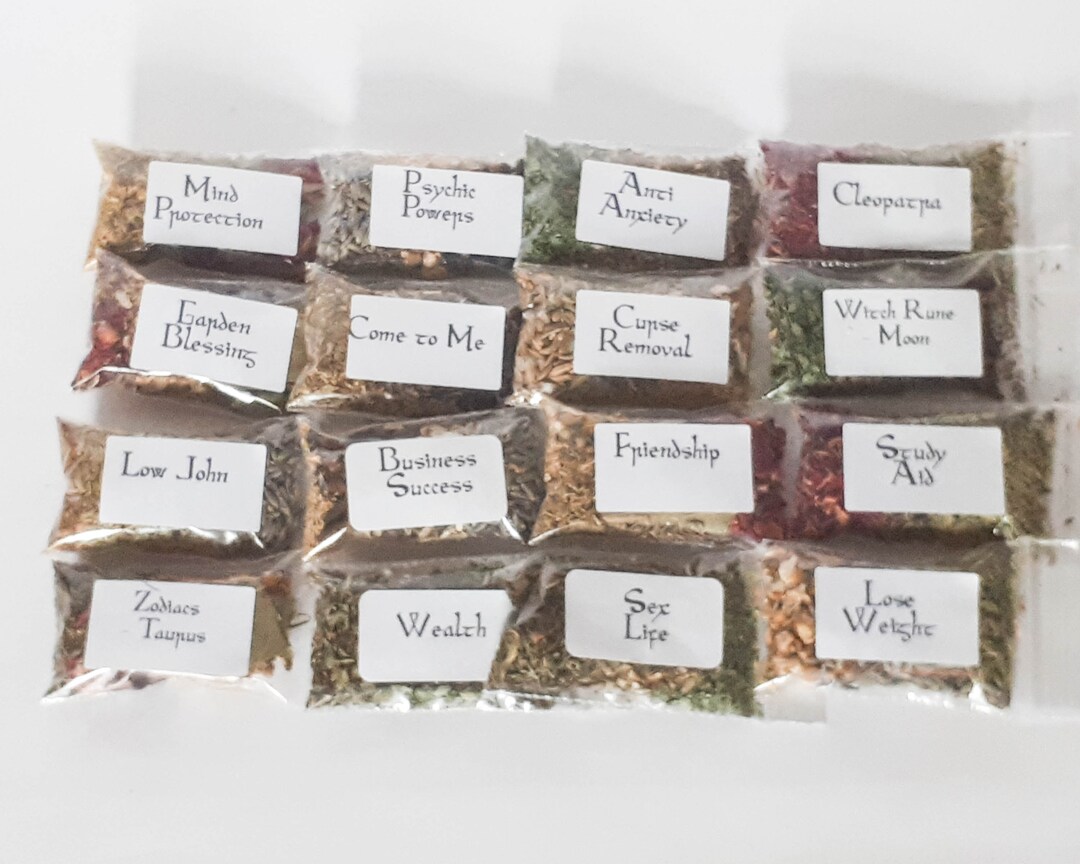 Set of 16 Magical Herb Blends Witchcraft Kit , Spell Kit, Starter ...