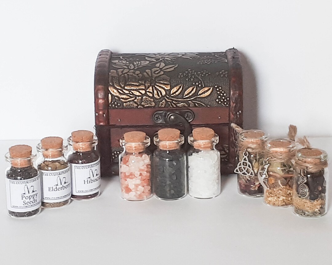3 Herb, 3 Salt & 3 Witch Bottle Chest - Witchcraft Kit , Spell Kit ...