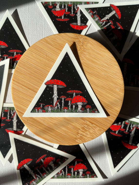 Vinyl Red Mushroom Triangle Sticker - Etsy