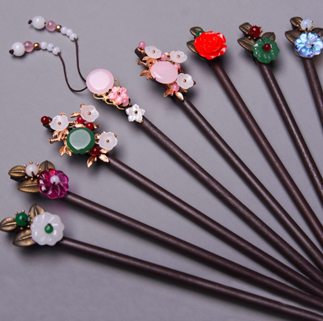 Red Flower Cherry Blossom Chinese Hair Pin Minimalist Hair - Etsy