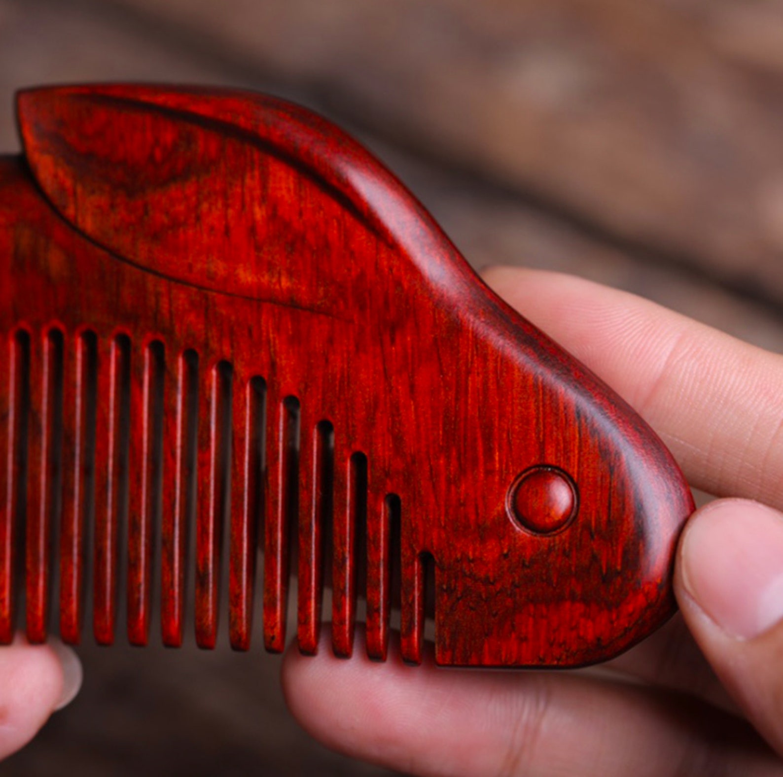 Rabbit Shape Wood Comb Retro Rosewood Hair Accessories - Etsy