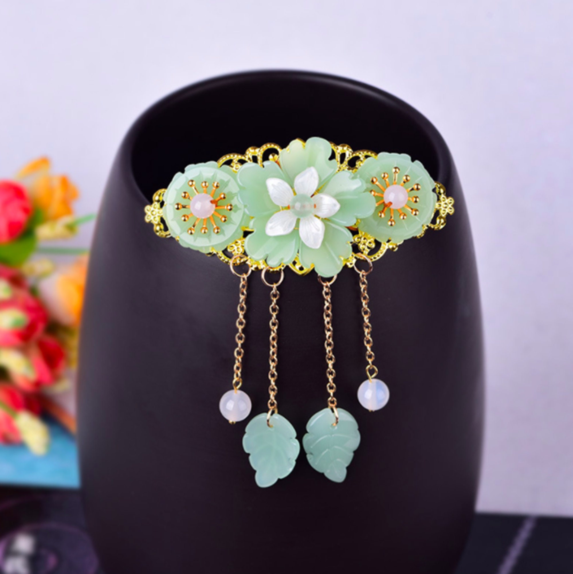 Vintage Flower Tassel Chinese Hair Clips Chinese Barrette | Etsy