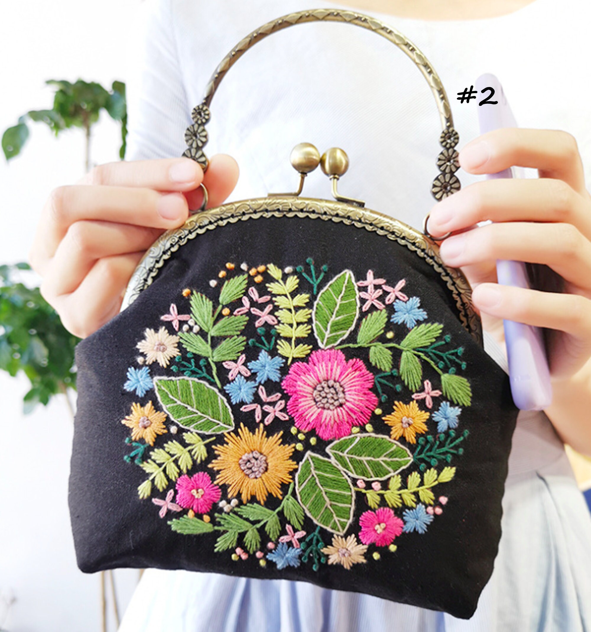 Sachet embroidery kit for beginners|Full kit with ring|Modern ...