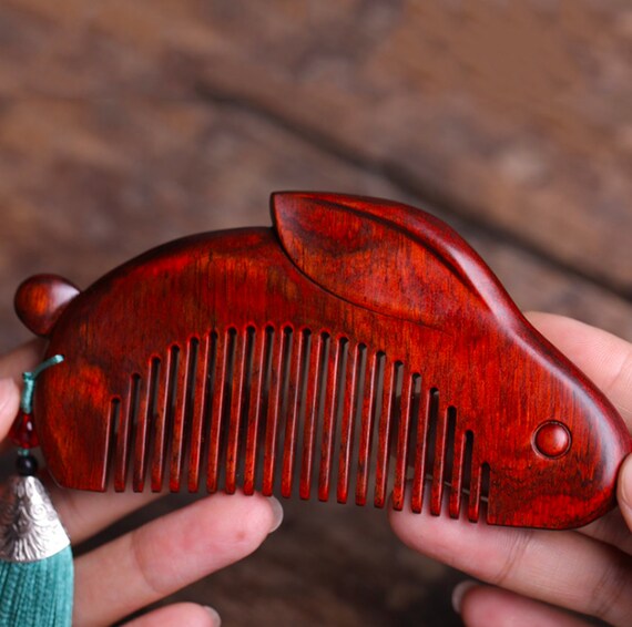 Rabbit Shape Wood Comb Retro Rosewood Hair Accessories - Etsy