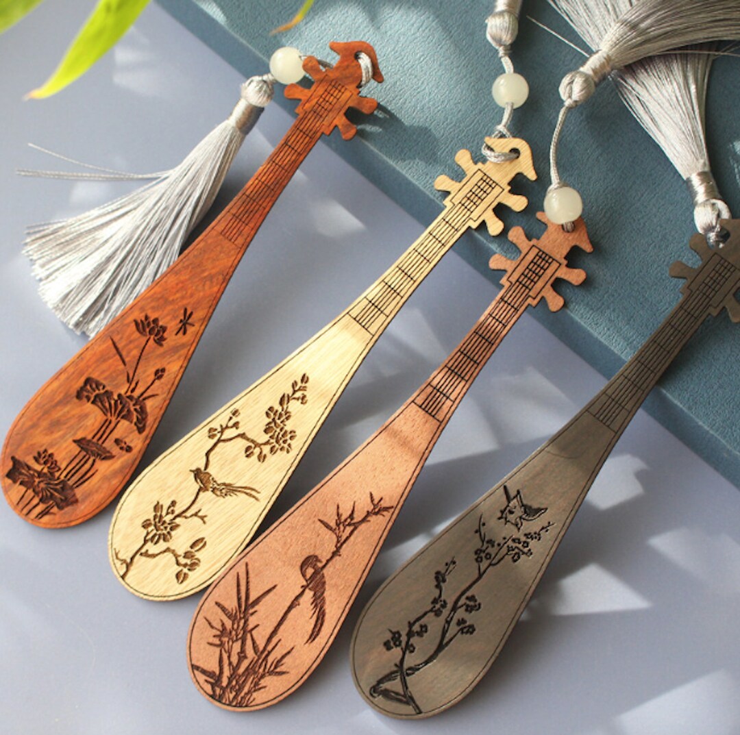 Retro Chinese Bookmark Wood Bookmark Gift Pipa Bookmark - Etsy