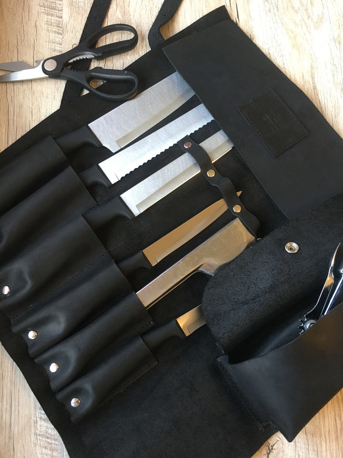 Leather Knives Roll Personalized Leather Chef Knife Roll | Etsy