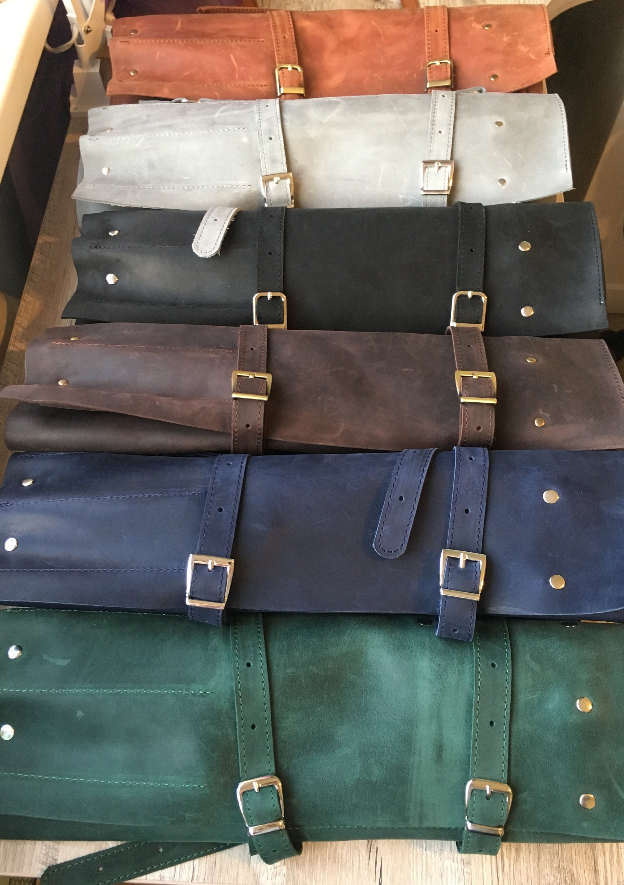 Personalized Leather Knife Roll Gift by Chef Custom Knife | Etsy