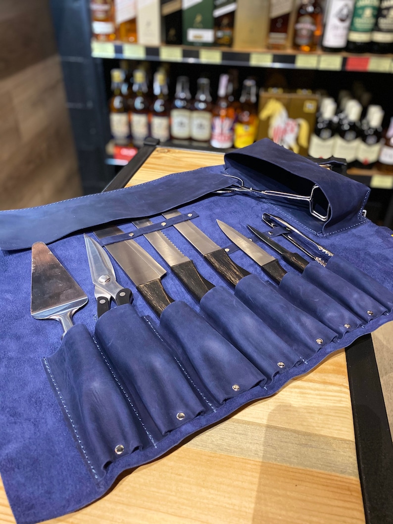 Leather Knives Roll Personalized Leather Chef Knife Roll | Etsy
