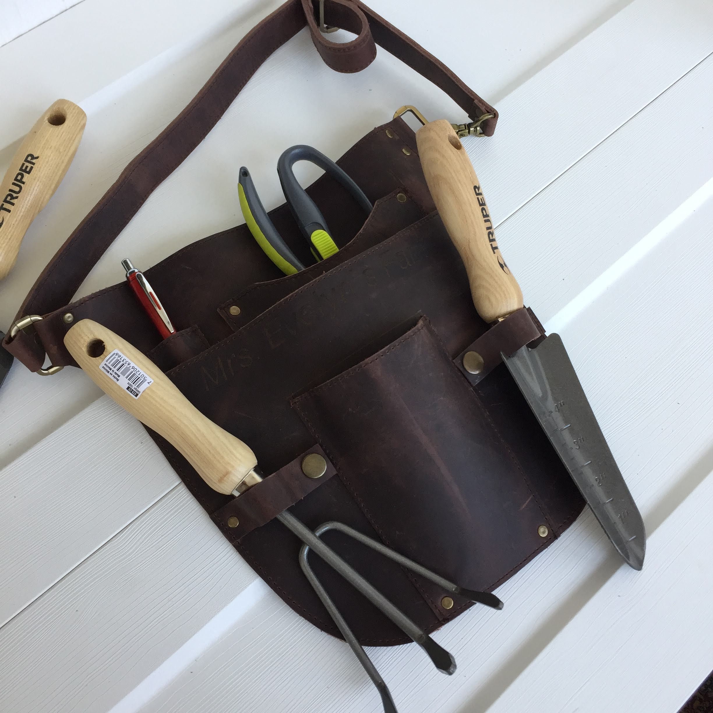 Farmer's Pruner Belt, Leather Trowel Holder, Leather Hand Fork Holder ...