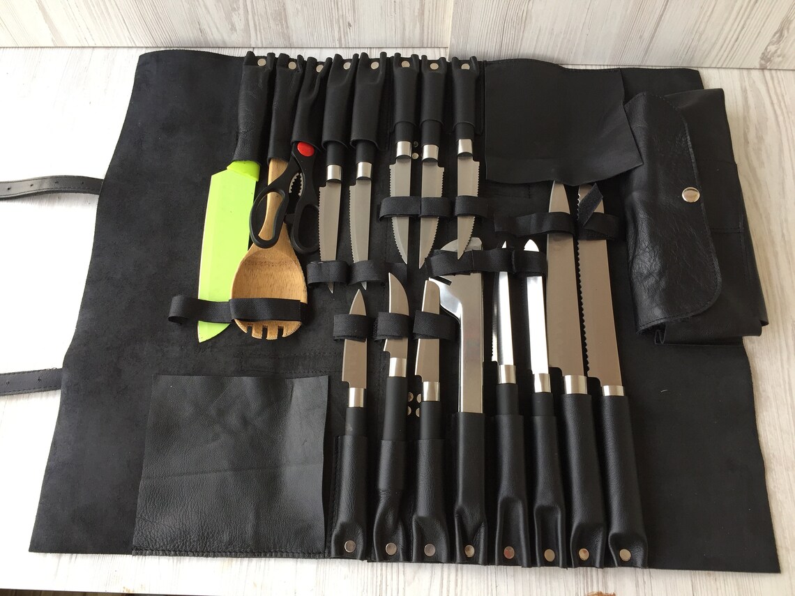 Personalized Leather Knife Roll Gift by Chef Custom Knife | Etsy