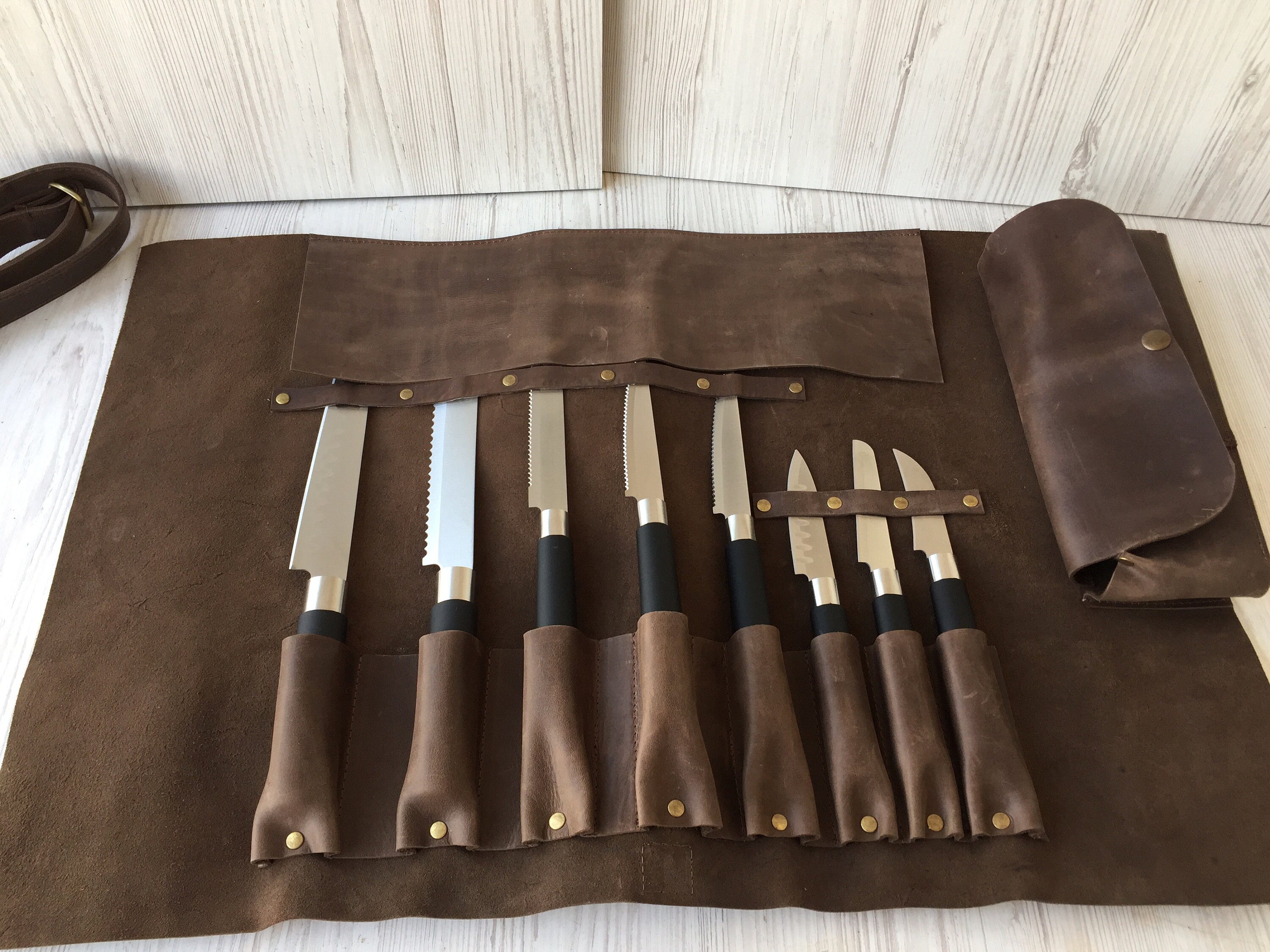 Personalized gift for chef Knife roll Knives Storage with 8 | Etsy