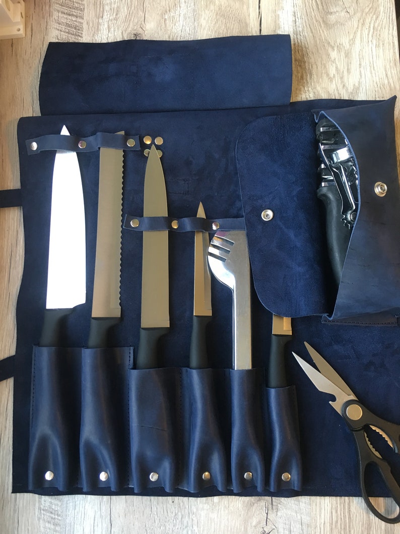 Personalized Leather Knife Roll Gift by Chef Custom Knife | Etsy