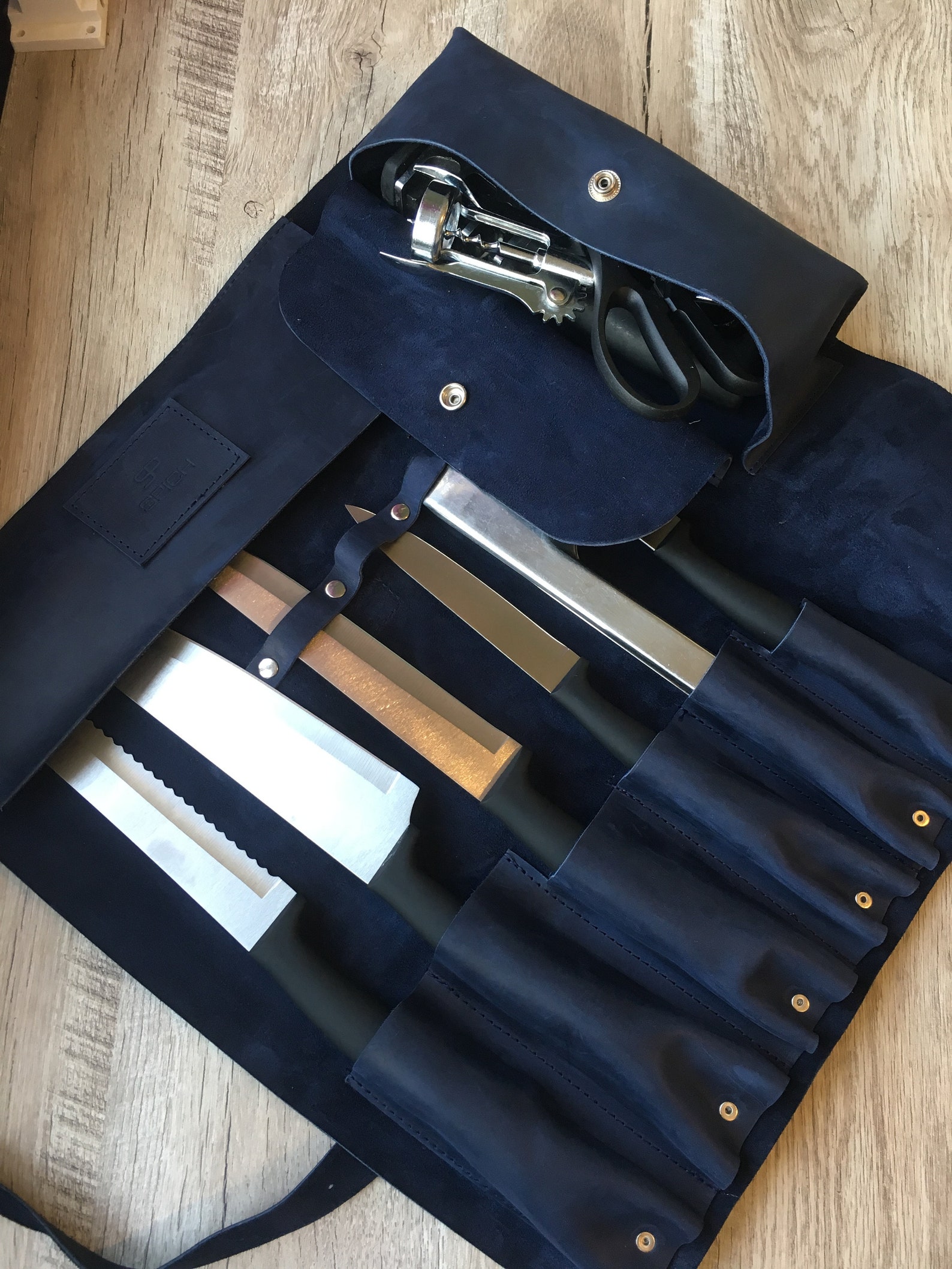 6 Slot Leather Knife Roll Chef Knife Roll Father Day Gift Chef - Etsy