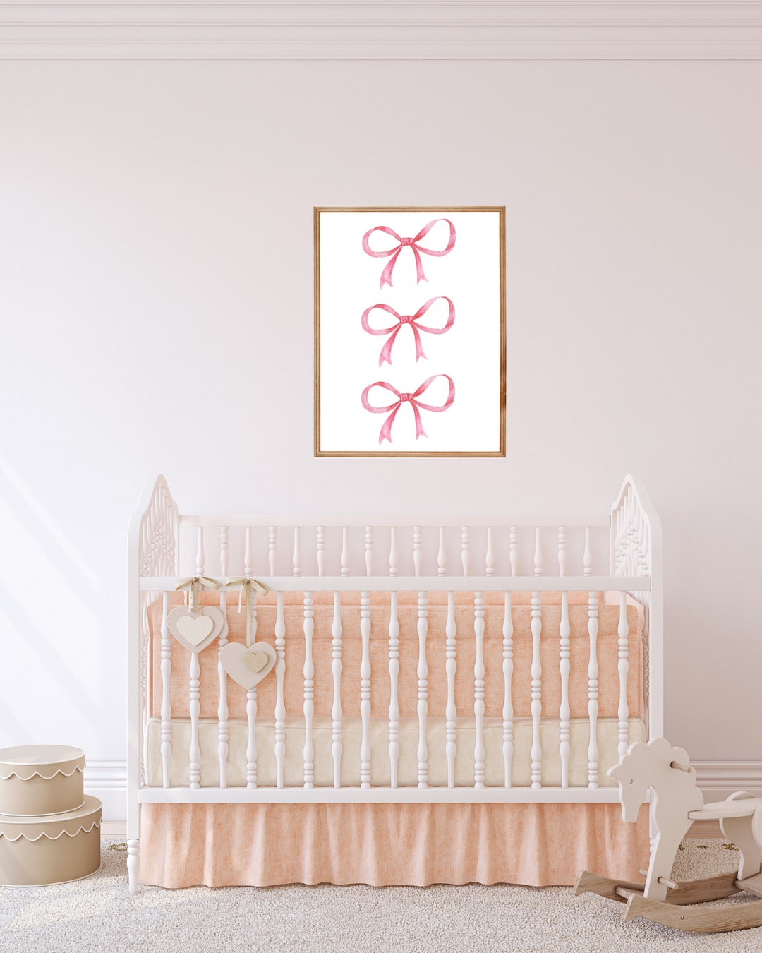 Watercolor Pink Bow | Girls Nursery Decor | Grandmillenial Decor ...