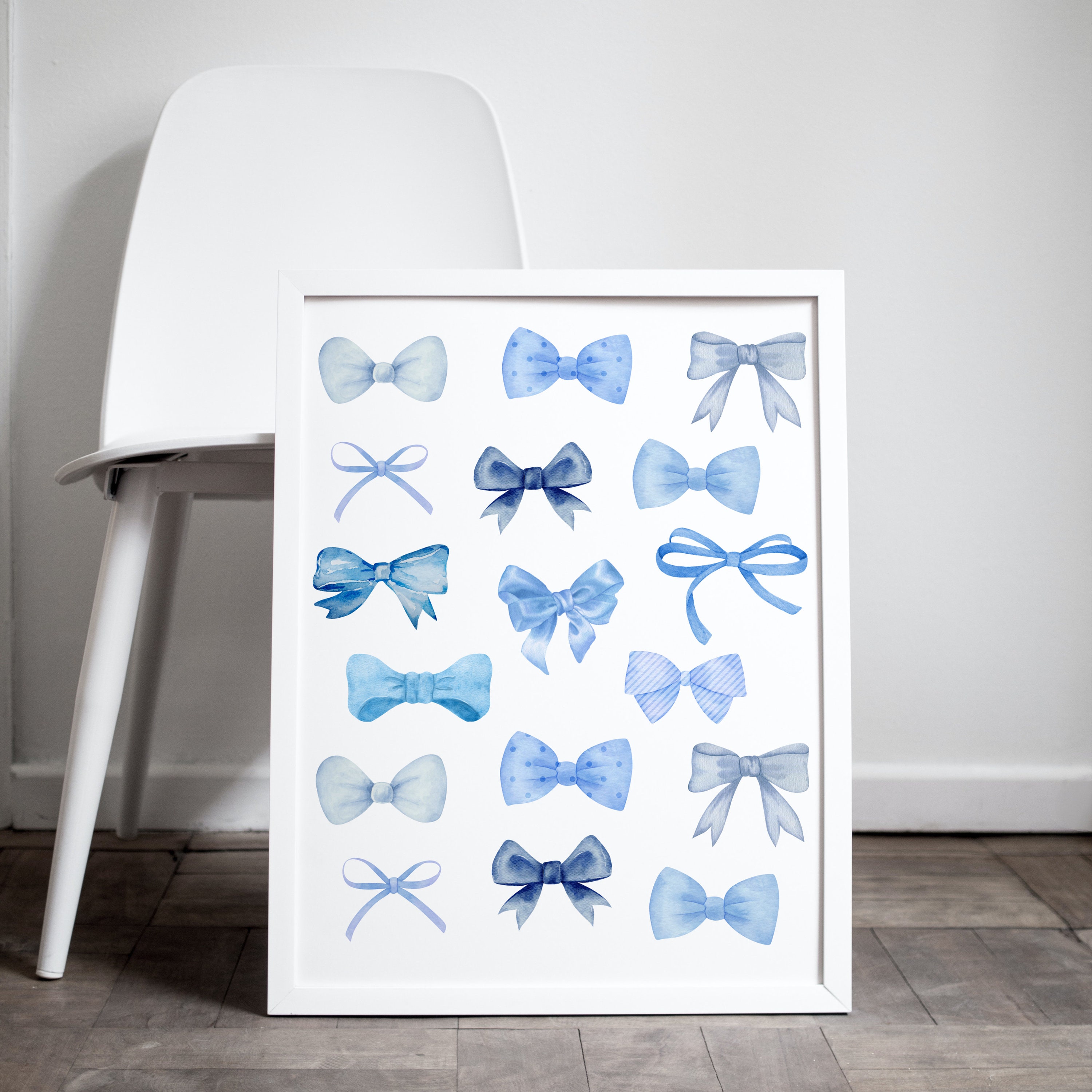 Digital Download Watercolor Blue Bow Print | Boys Nursery Decor ...