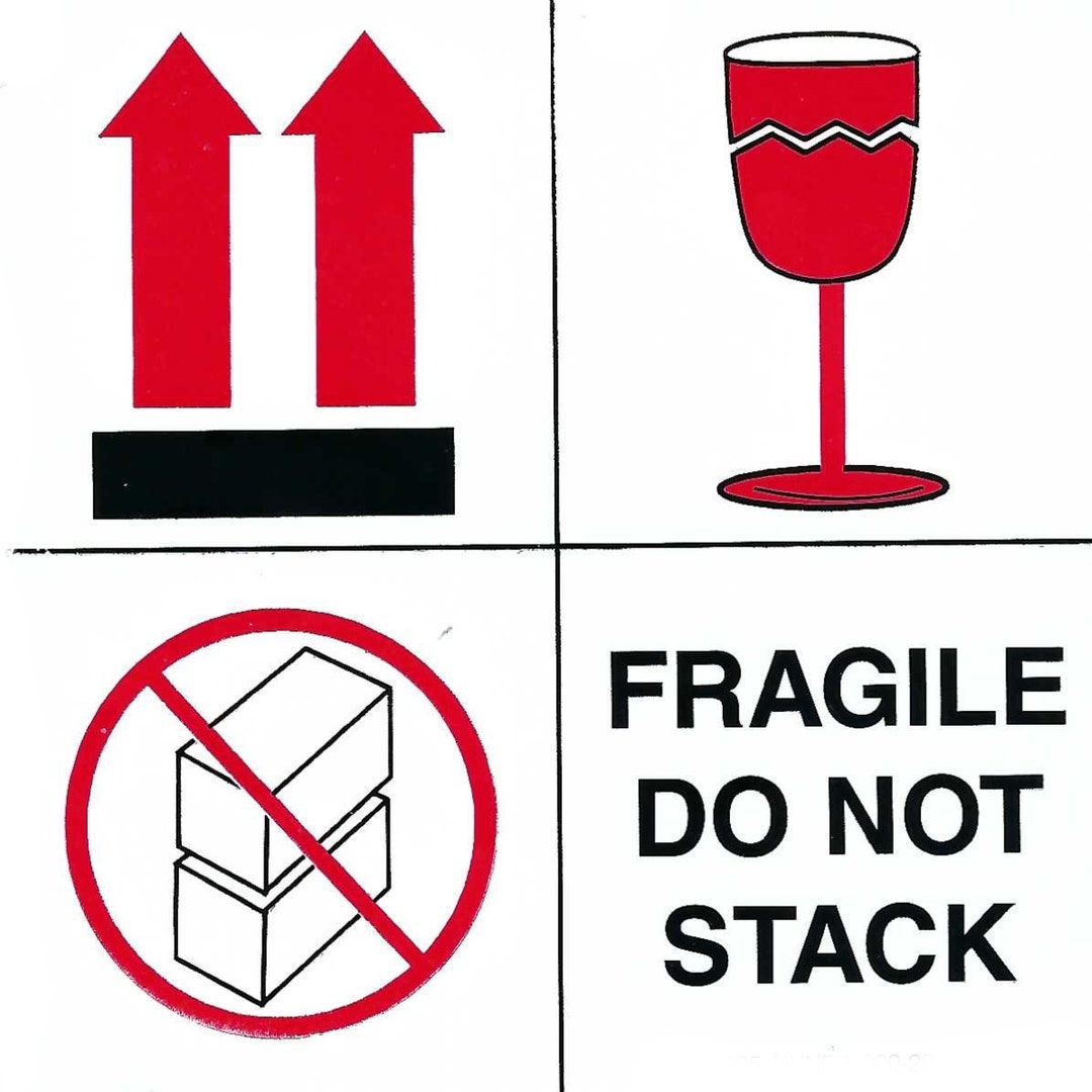 4 X 4 Fragile Do Not Stack Stickers Glass Packing Self-adhesive ...