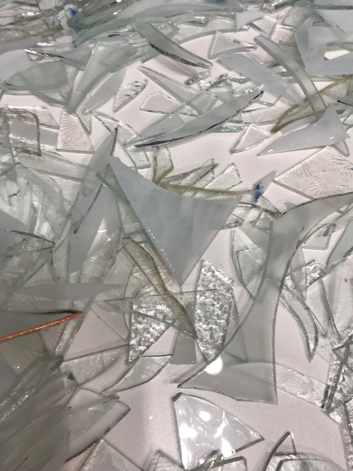 1 Lb Textured Clear Mixed Stained Glass Pieces for Mosaic or Art Craft ...