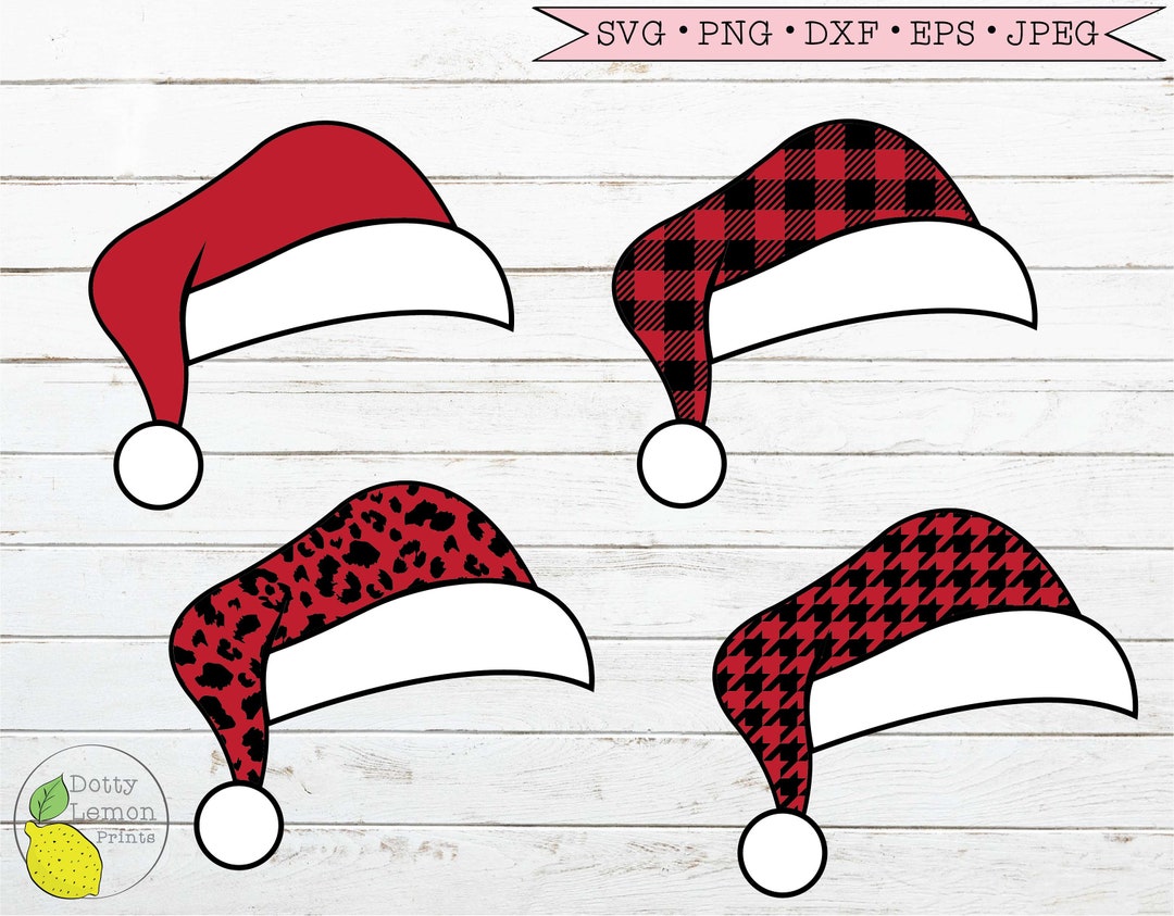 Christmas Svg Bundle Santa Hat Svg, Red Plaid Svg Leopard Print Svg ...