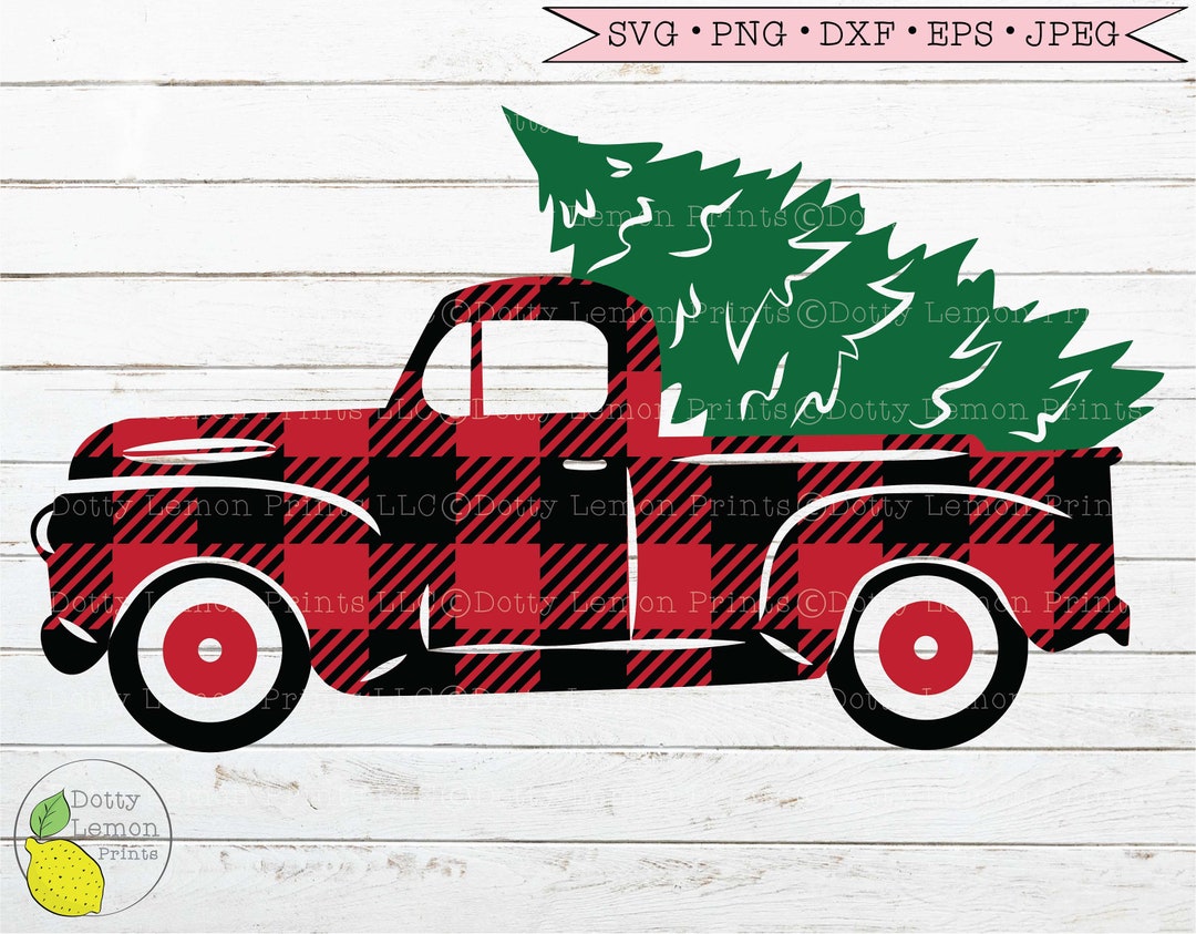 Christmas Truck Svg Red Plaid Truck Farmhouse Christmas Tree Svg ...