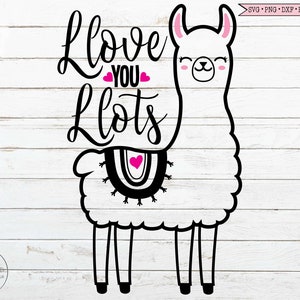 Llama Valentine SVG, Heart Valentines Day Svg Llove You Llots Svg, Love ...