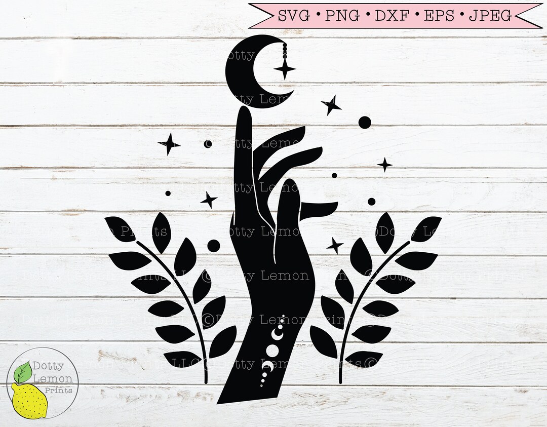 Celestial Svg Mystical Witch Hand Svg Boho Moon Svg Halloween - Etsy