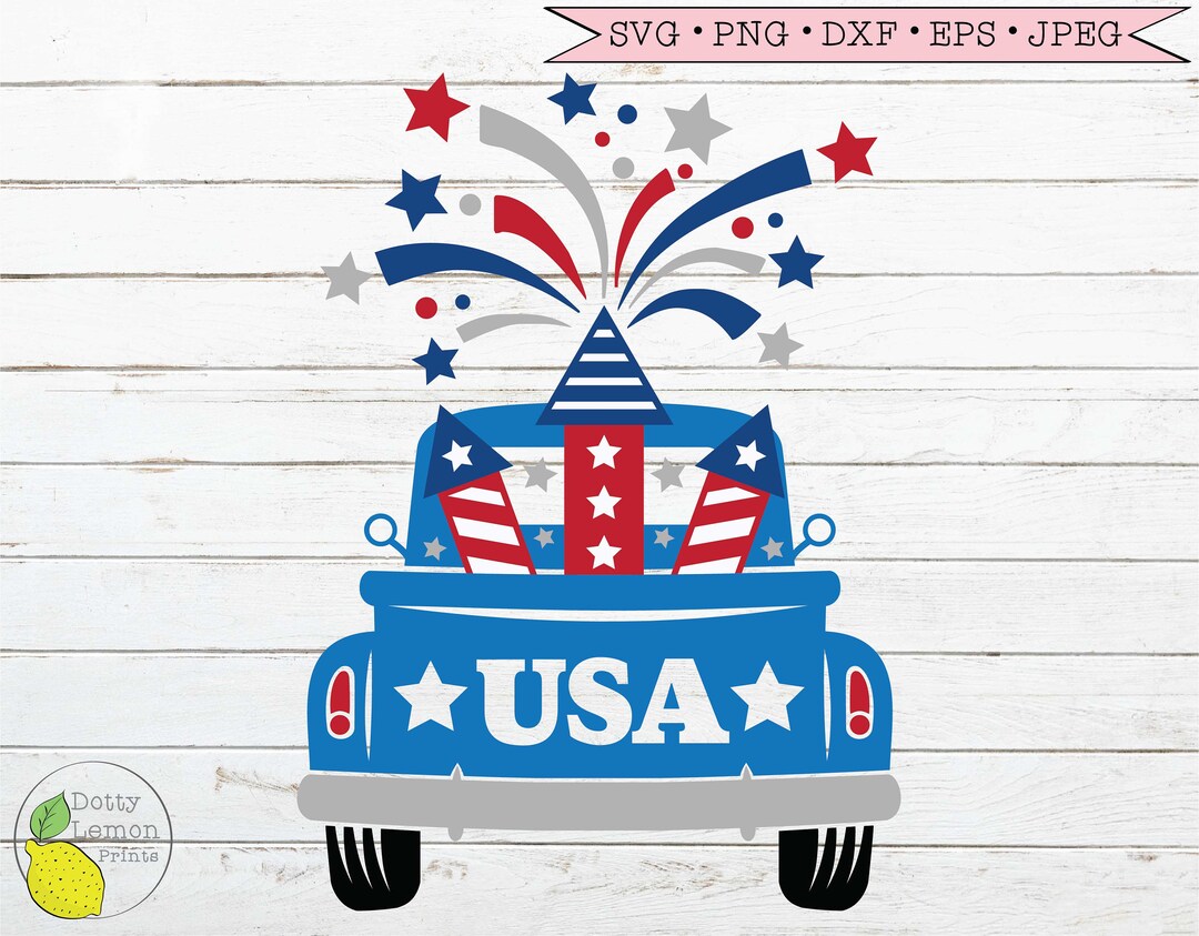 Buy 4th of July Truck Svg, Summer Svg Fireworks Svg Amercian Flag USA ...