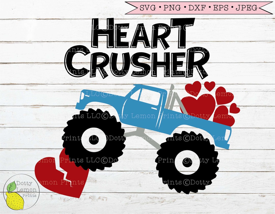 Valentine SVG, Monster Truck Svg Heart Valentines Day Svg Boys Svg ...