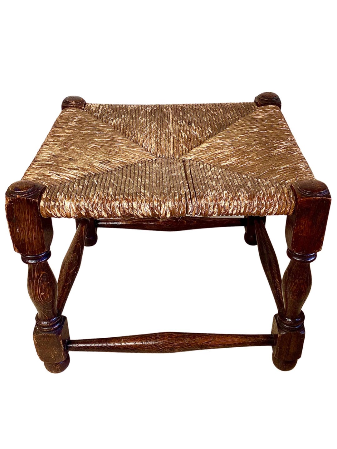 Antique Wood & Reed Stool: Farmhouse Style Vintage Decor - Etsy