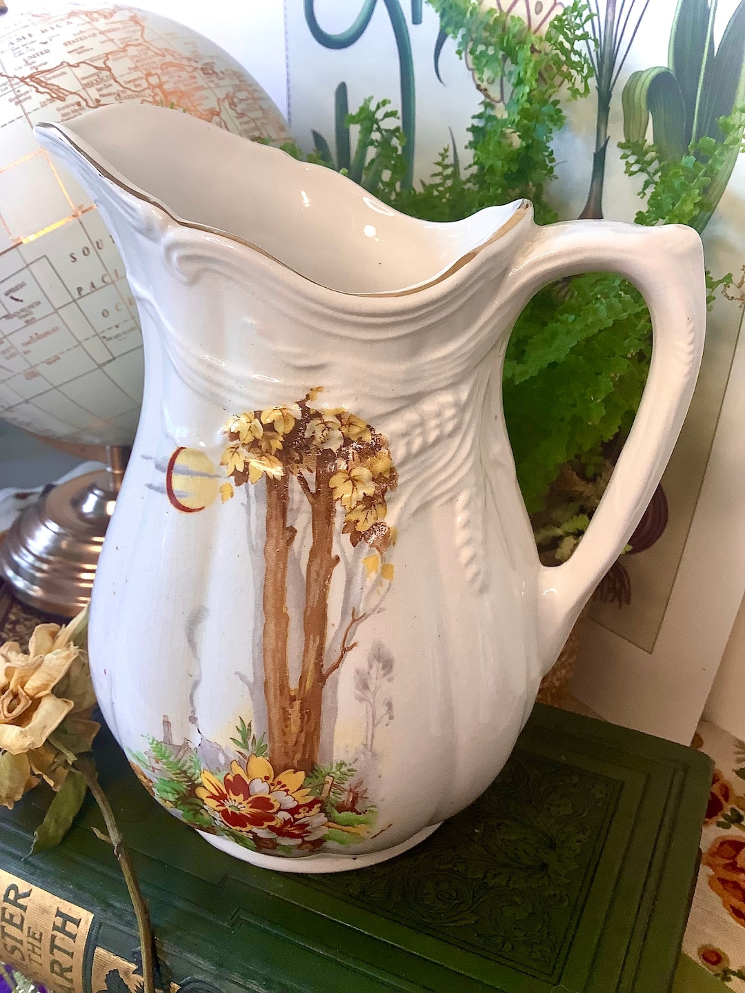 Beautiful 1920’s Vintage Jug With Self Coloured Raised Detail in in a ...
