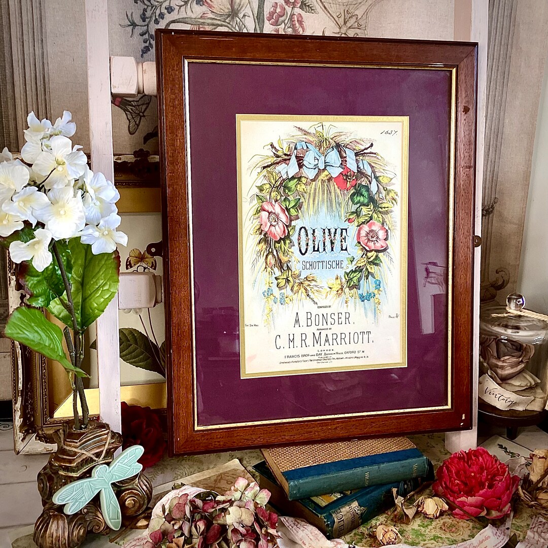 Vintage Music Hall Advertising Poster: Framed Floral Wreath Print - Etsy