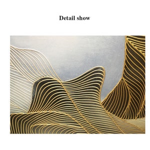 3 Stück Gold Linien abstrakte Malerei auf Leinwand Wand Kunst gerahmt für Wohnzimmer Wand Dekor ...