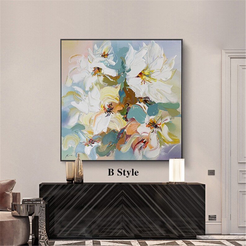 2 Pieces Abstract Flower Painting on Canvas Wall Art Framed - Etsy