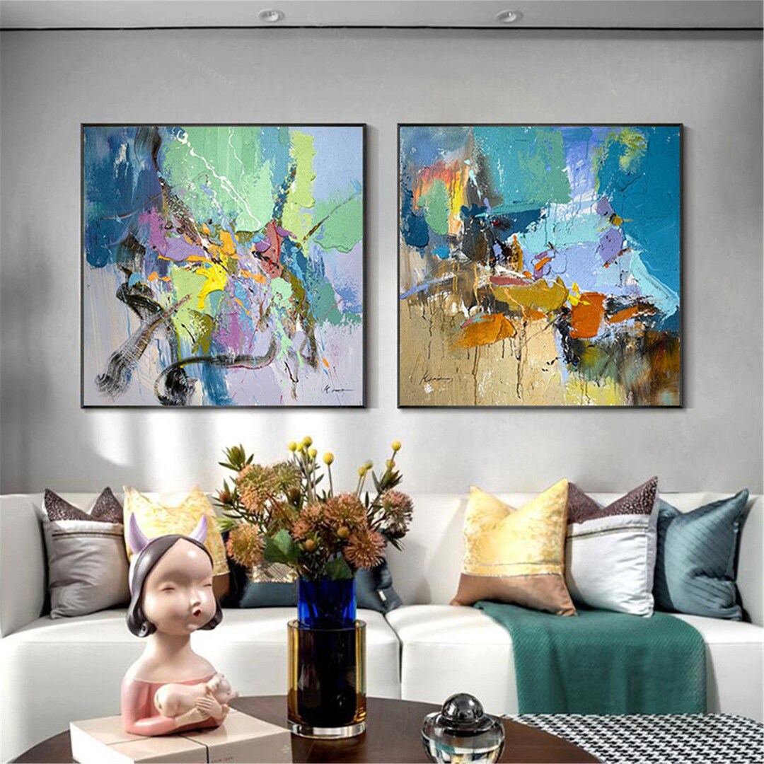 2 Pieces Abstract Painting on Canvas Original Artwork - Etsy