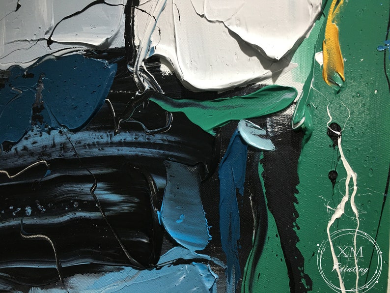 2 Pieces Green Color Abstract Painting Framed Canvas Wall Art - Etsy