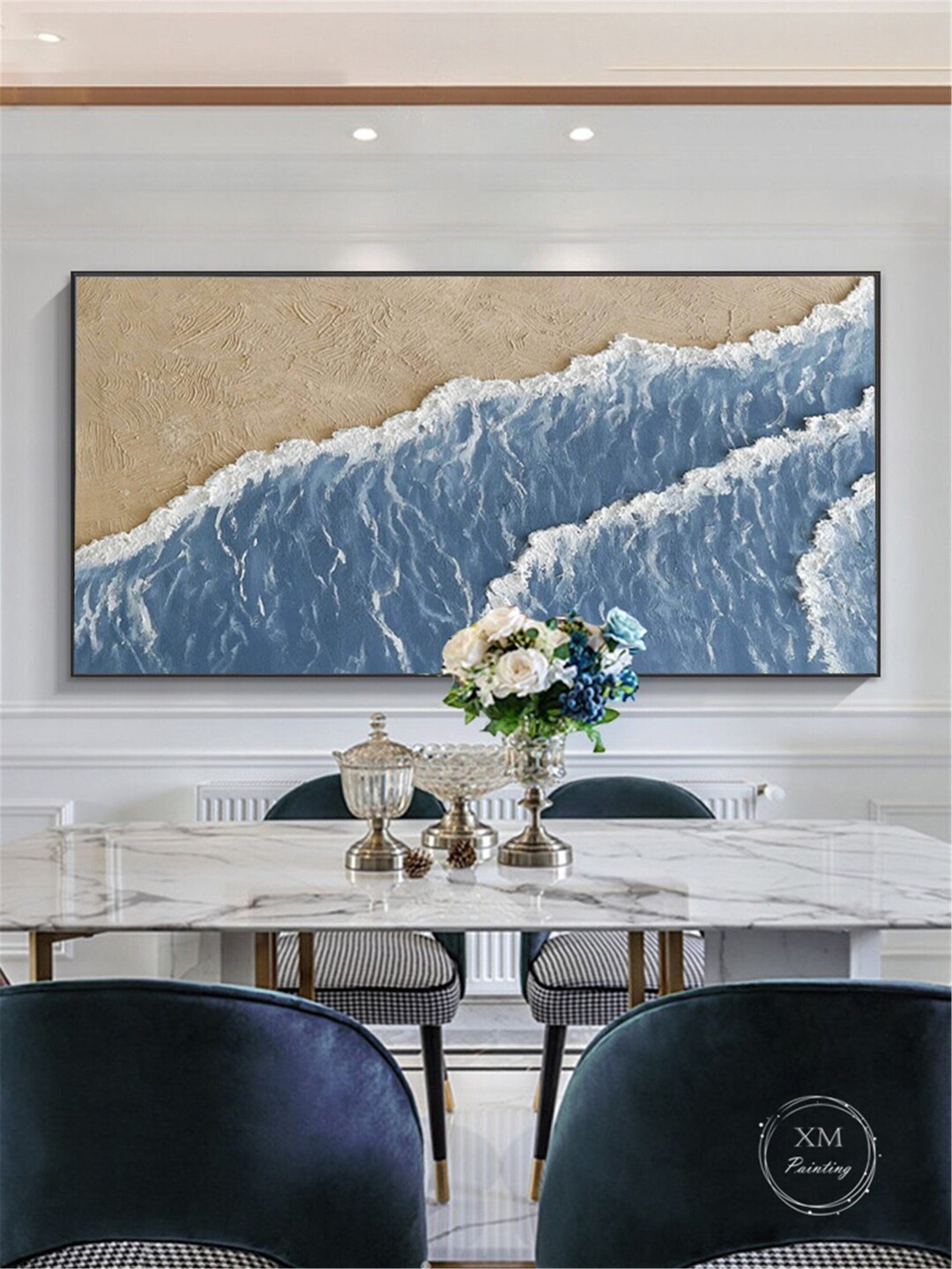 Large Original 3D Texturepainting on Canvas Blue Acrylic Wall - Etsy