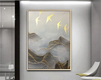 Gold Lines Wall Art - Etsy